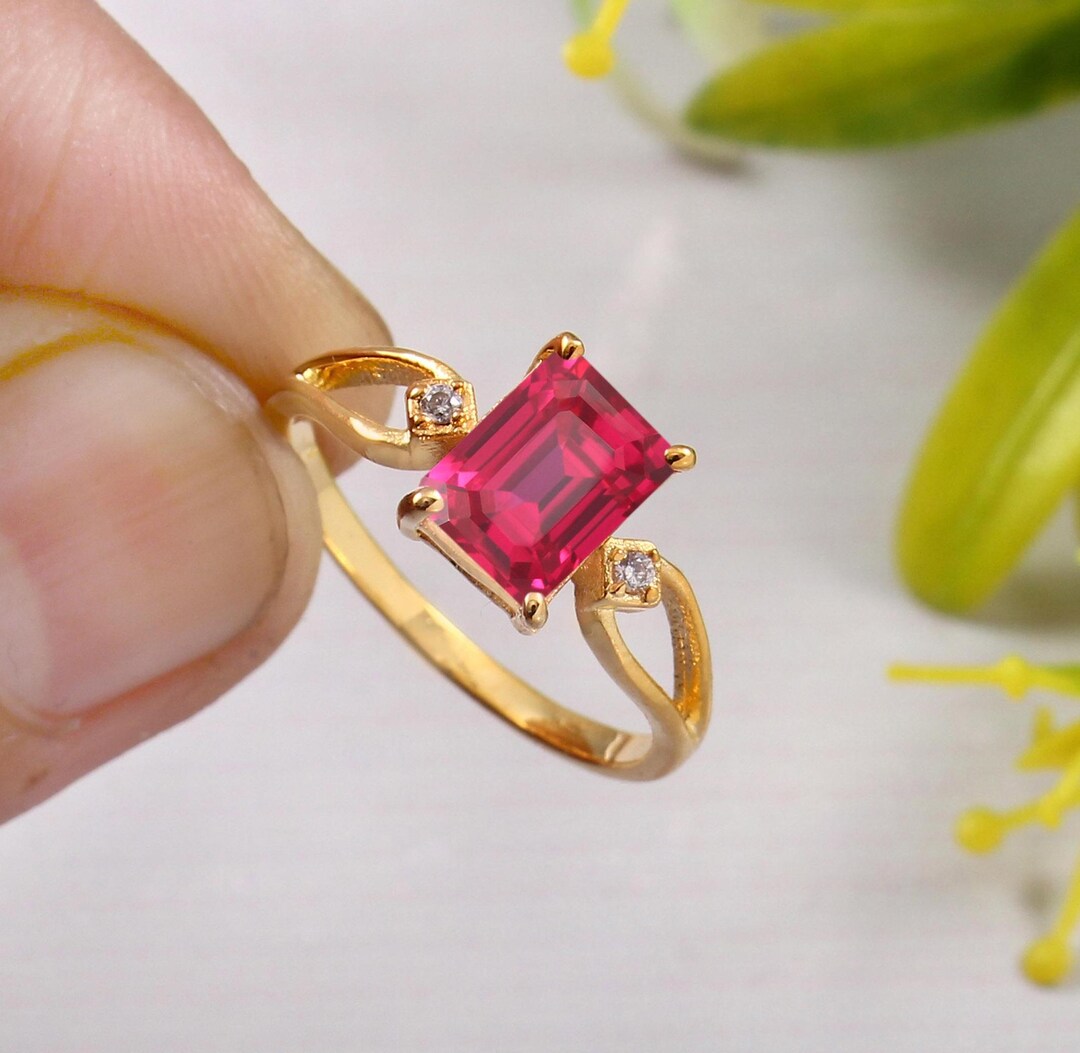 Genuine Ruby Ring Blood Red Ruby Ring Statement Ring Ruby Radiant Ring ...