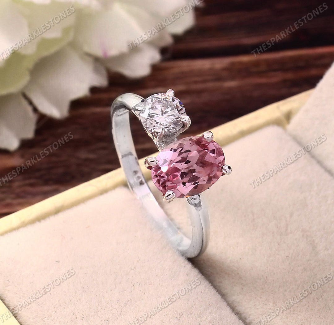 Padparadscha Sapphire Ring: Oval Peach Gemstone, Sterling Silver - Etsy