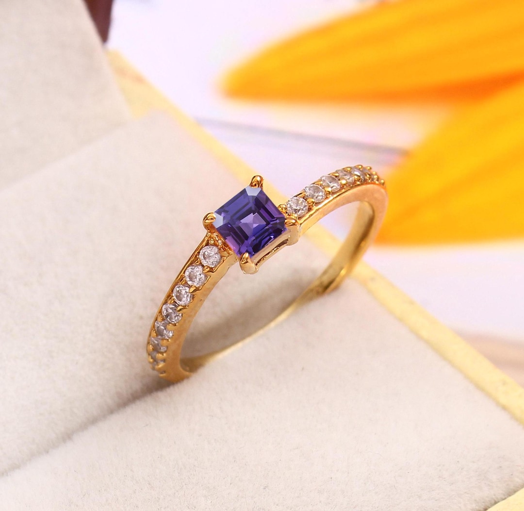 Ceylon Taaffeite Sapphire Ring Purple Pink Sapphire Sapphire Asscher ...