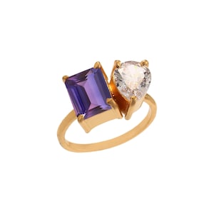 Toi Et Moi Ring Taaffeite Sapphire Ring Purple Blue Sapphire Radiant ...