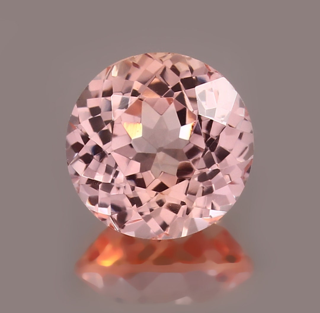 AAA 7.40 Carat Padparadscha Sapphire Gemstone Cut, Loose Round Peach ...