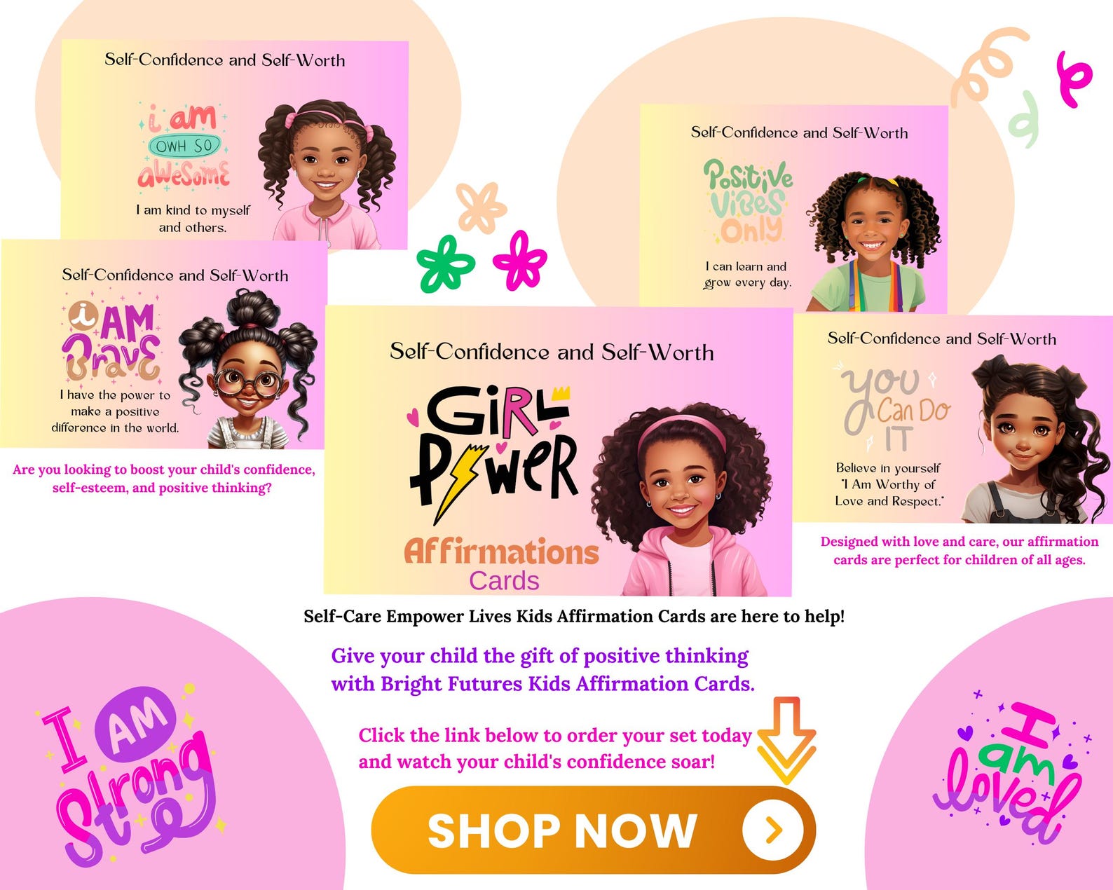 Self-care Empower Lives Girls Confidence Affirmation Cards - Etsy