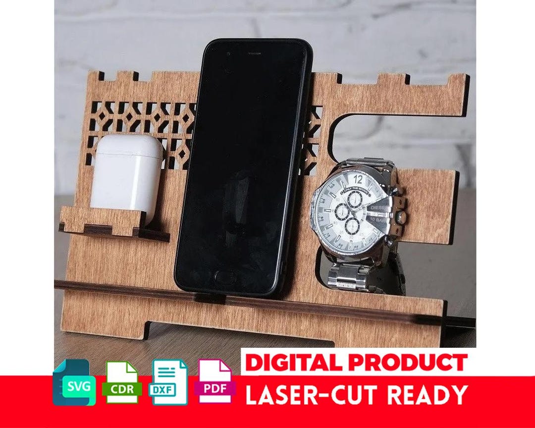 Digital Product - Laser Cut Cell Phone Stand Wooden Docking Station - Etsy