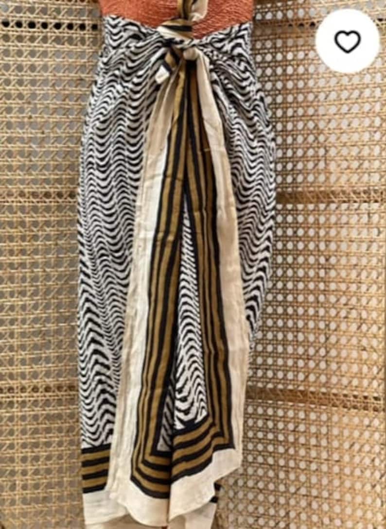 Hand Block Printed Cotton Sarong, Beach Cover Up, Fashion Scarf - Etsy