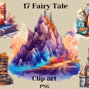 Watercolor Fairy Tale Clipart Bundle, Fantasy House, Castle, Forest ...