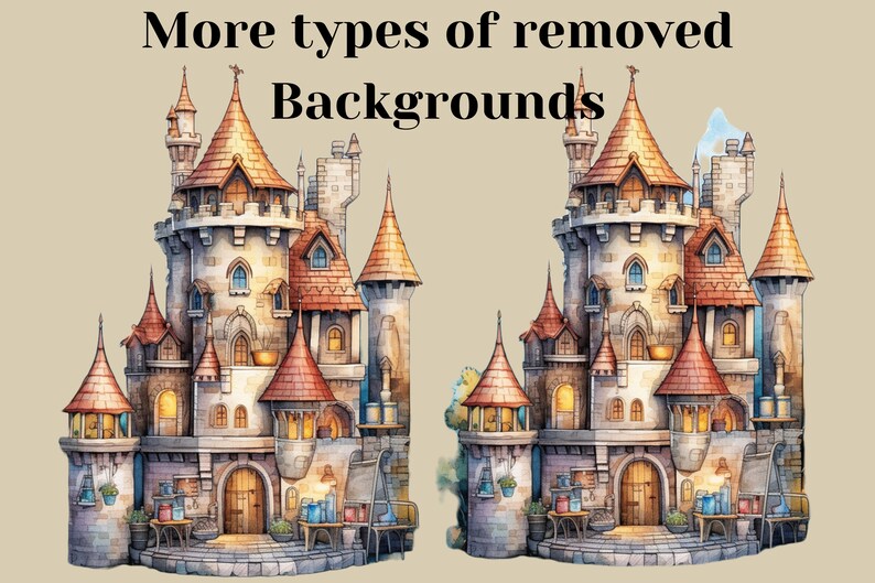 Watercolor Fairy Tale Clipart Bundle, Fantasy House, Castle, Forest ...