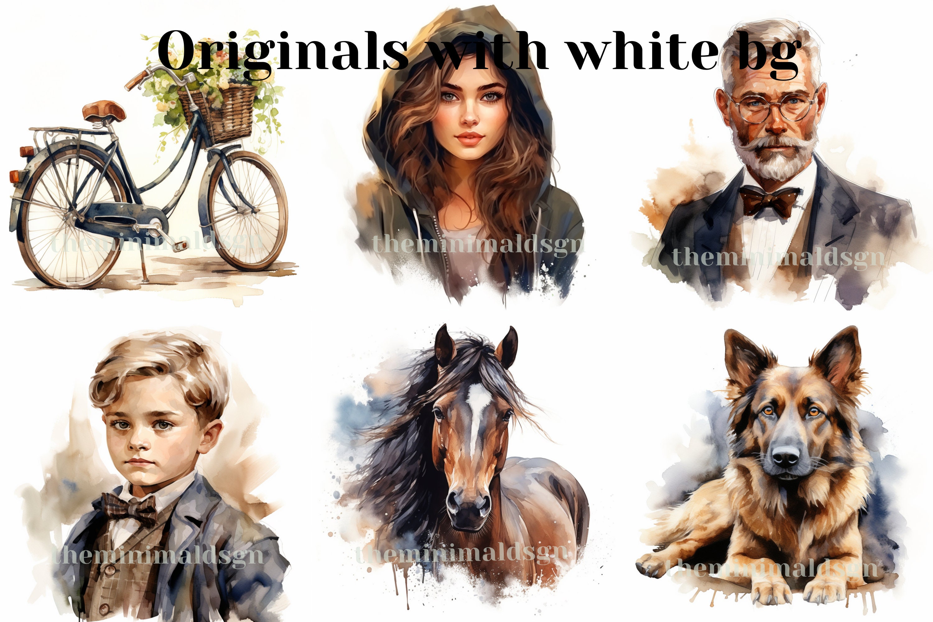 Rich Old Family Watercolor Clipart Bundle House Boy - Etsy