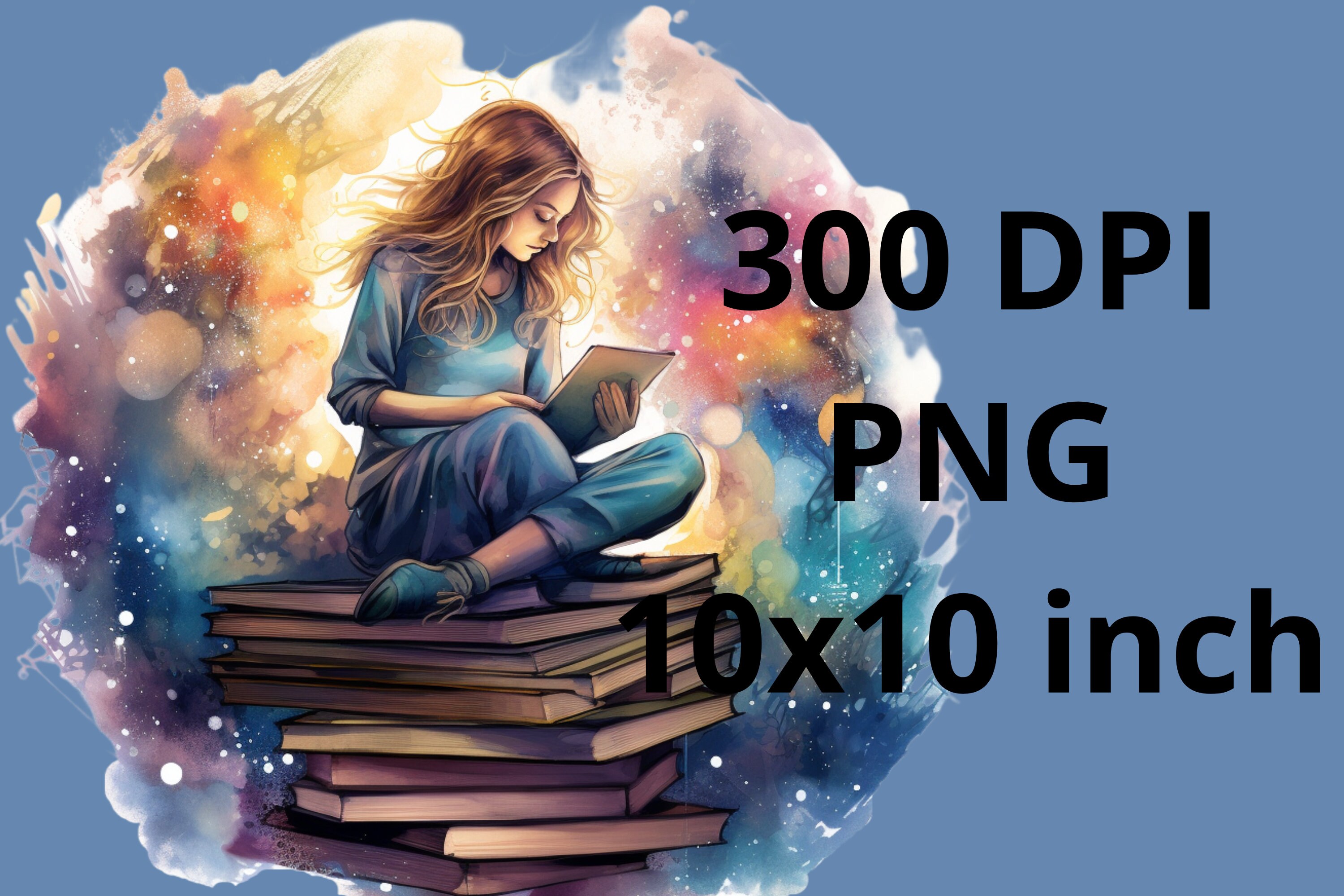 Galaxy Watercolor Books Clipart Bundle, Book, Girl, Galaxy, Space ...
