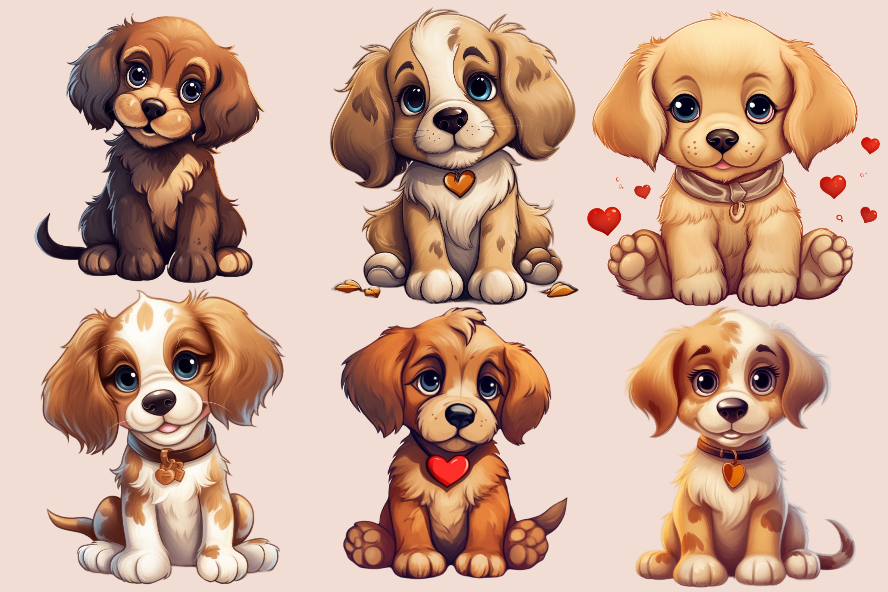 Puppies Clipart Bundle Charming Little Puppies Dogs - Etsy