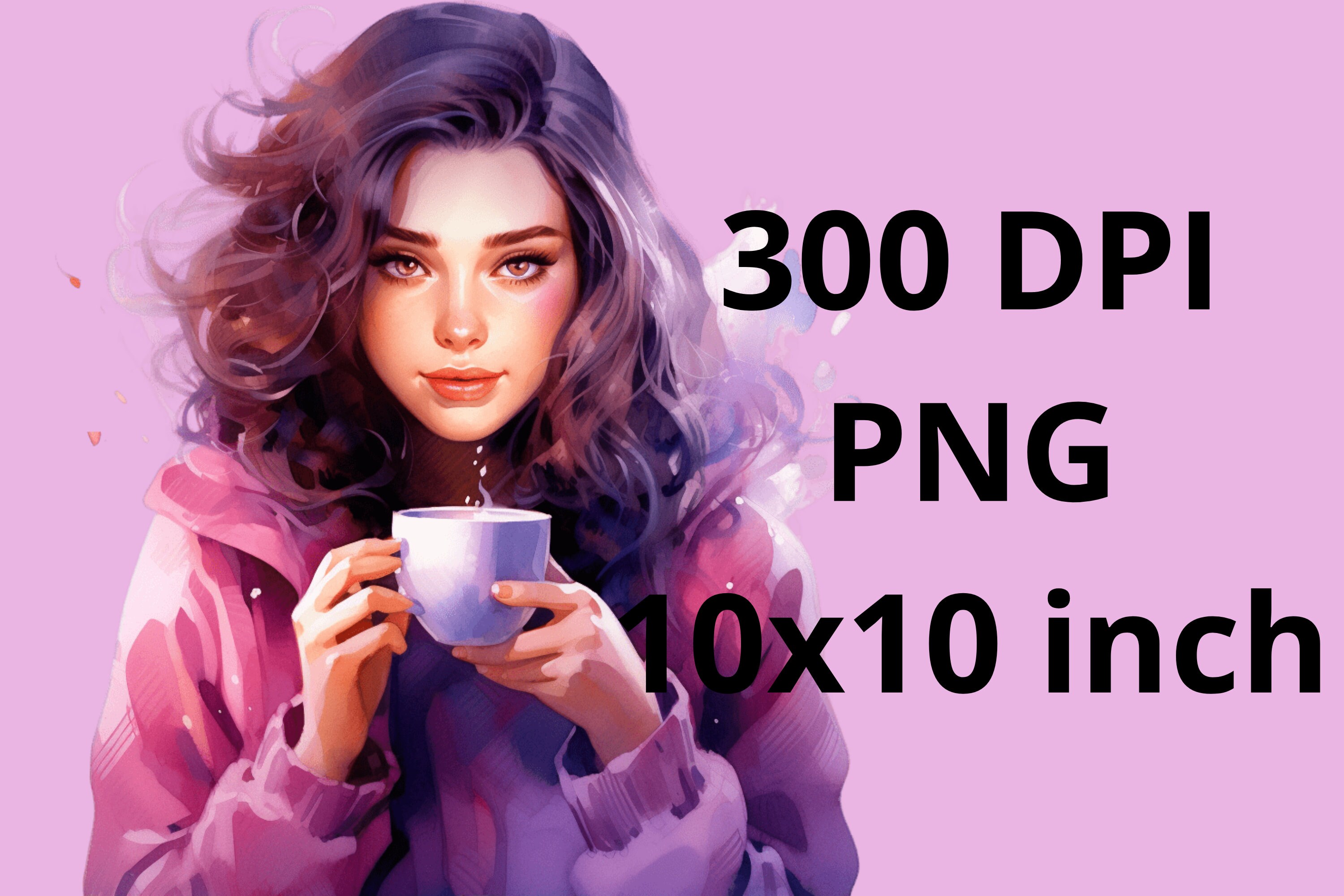 Purple Watercolor Tea Time Clipart Bundle, House, Girl, Tea, Garden ...