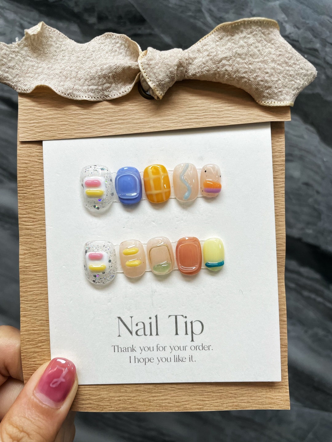 Cute 3d Gummy Press on Nails Fancy Press on Nails Short Fake Nails ...