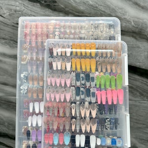Press on Nail Storage Box Organize Fake Nail Set Acrylic Box Glue on ...