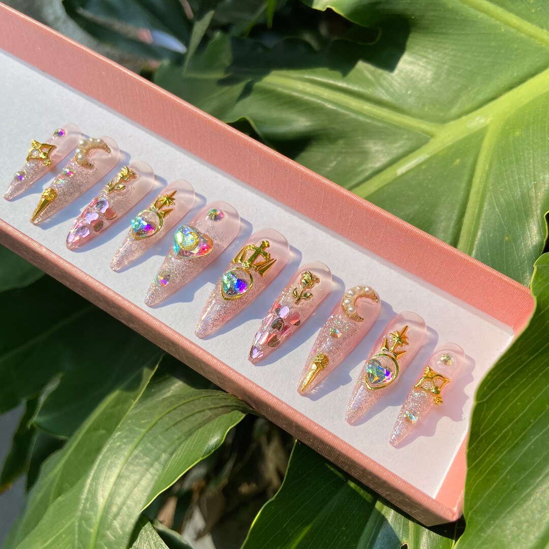 Kawaii Usagi Sailor Moon Nail Moon Prism Nail Sailor Moon 3D Glitter ...