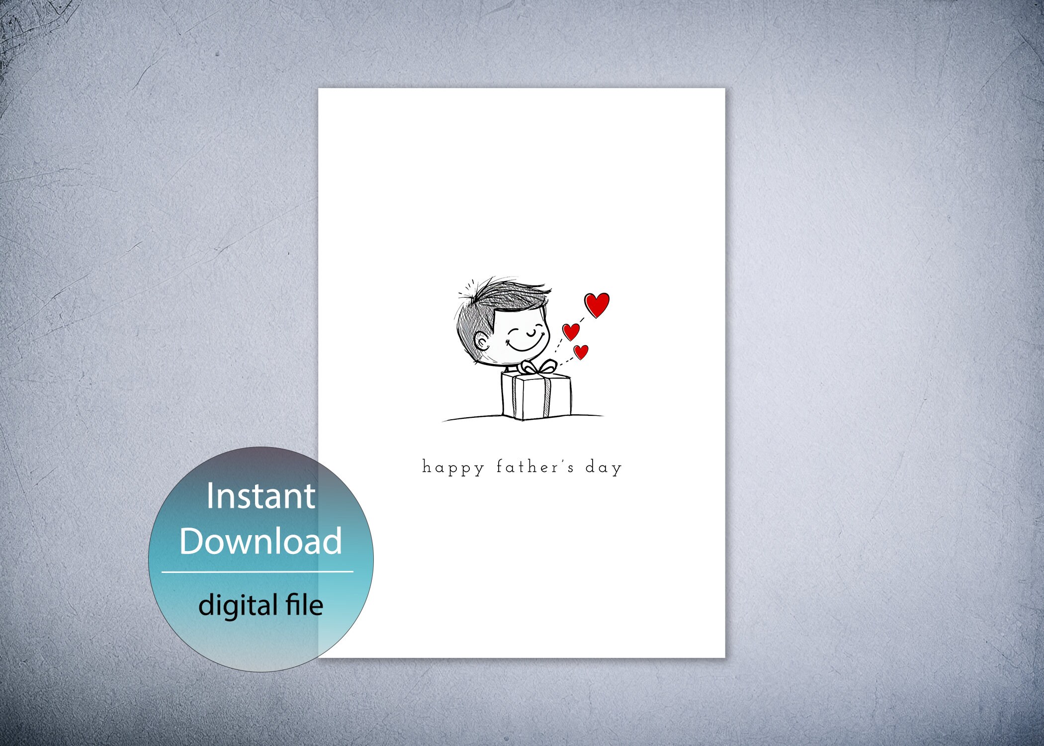 Printable Father's Day Card, Daddy Card, Daddy Heart Card, Digital File ...
