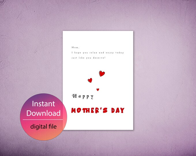 Red Heart Digital Clip Art Set, Printable Mothers Day Card, Birthday ...