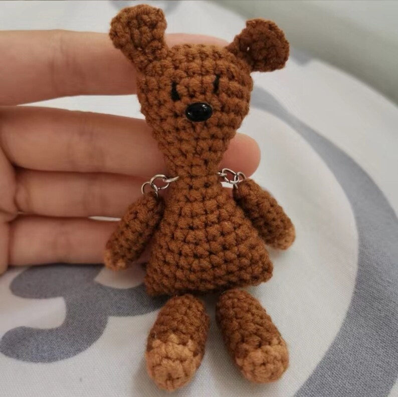 Handmade Crochet Cute Mr Bean Teddy Bear Hanging Keychain - Etsy
