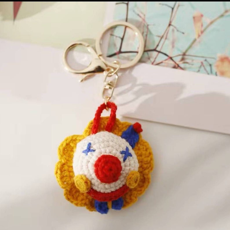 Handmade Crochet Cute Clown Hanging Keychain Keyring Bag Accessories ...