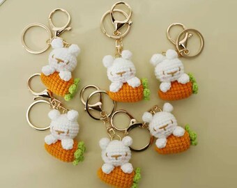 Handmade Crochet Cute Mr Bean Teddy Bear Hanging Keychain Keyring | Bag ...