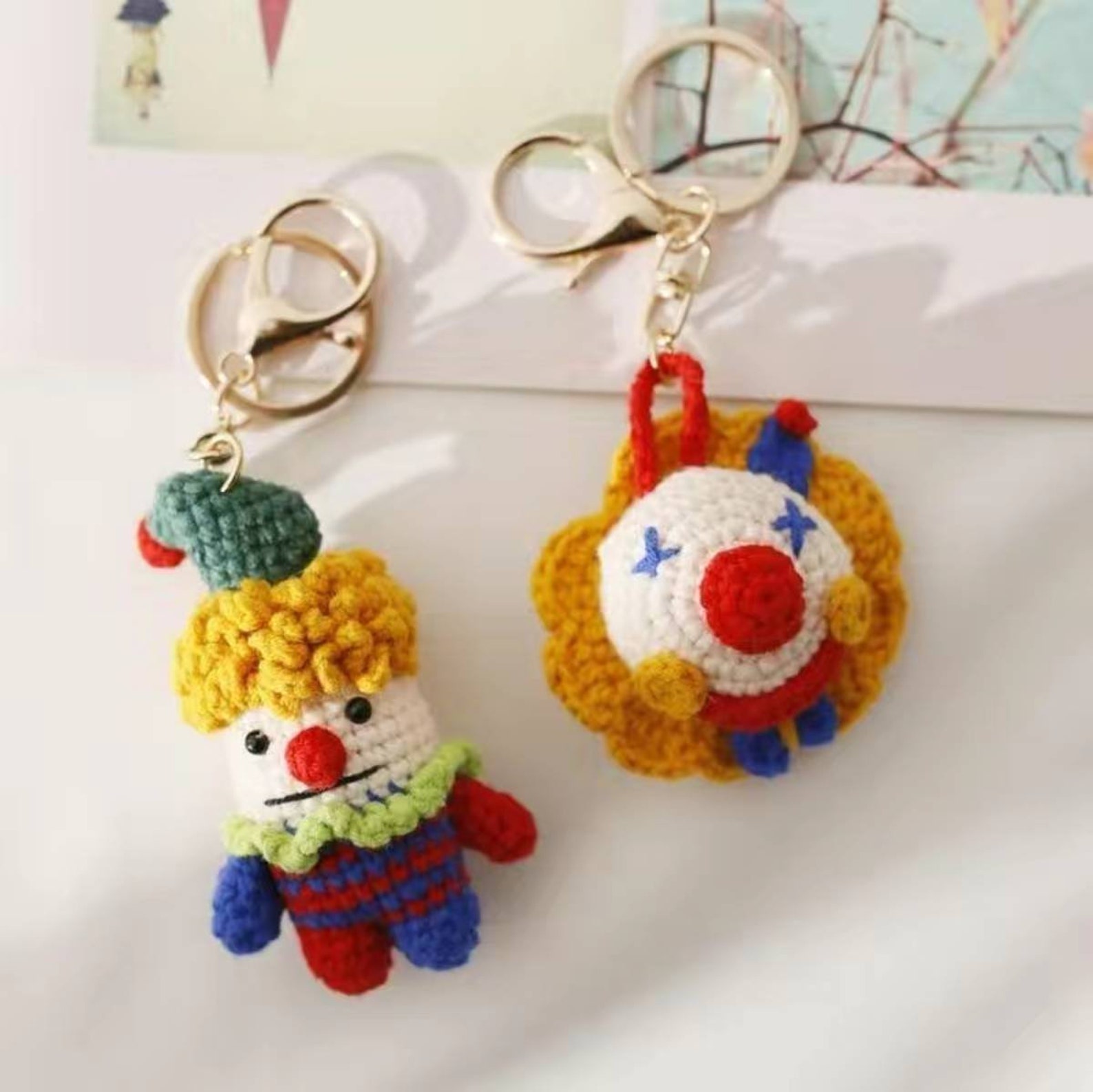 Handmade Crochet Cute Clown Hanging Keychain Keyring Bag Accessories ...