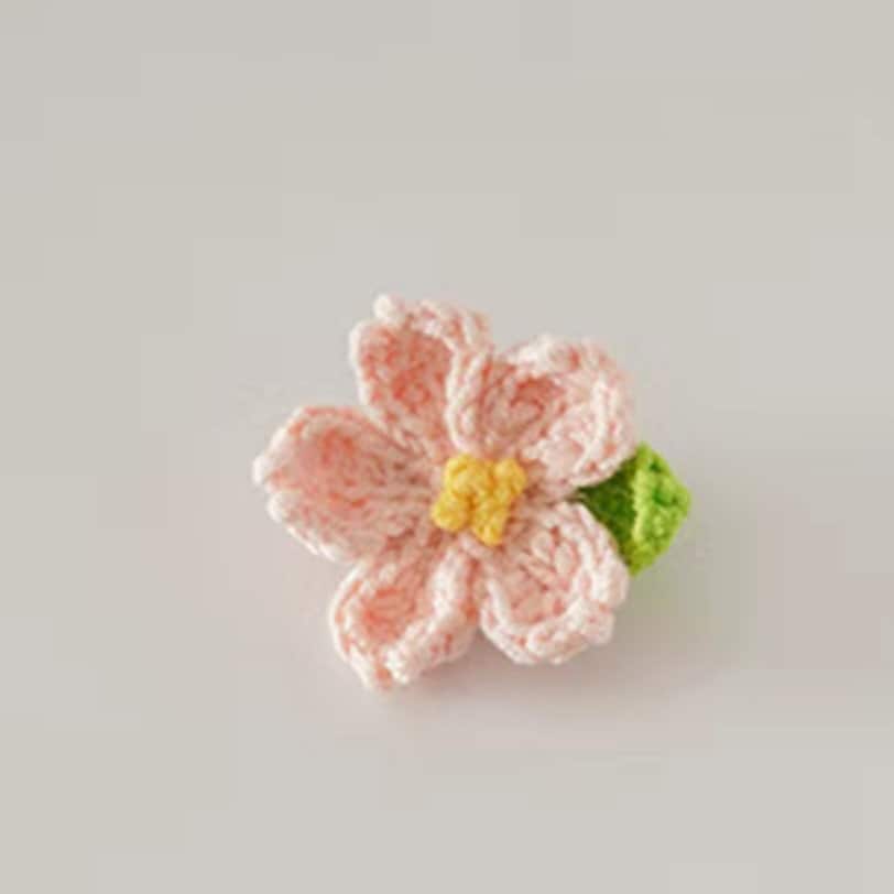 Handmade Crochet Cute Pink Flower Pin Badge | Bag Accessories ...