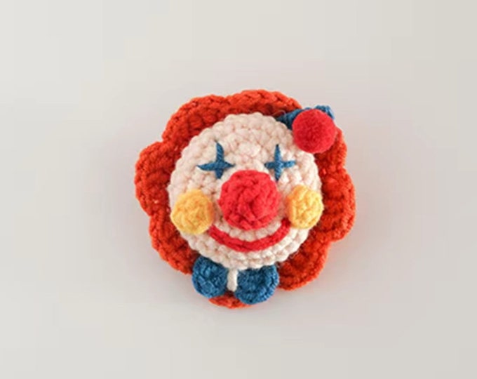 Handmade Crochet Cute Circus Clown Pin Badge | Bag Accessories ...
