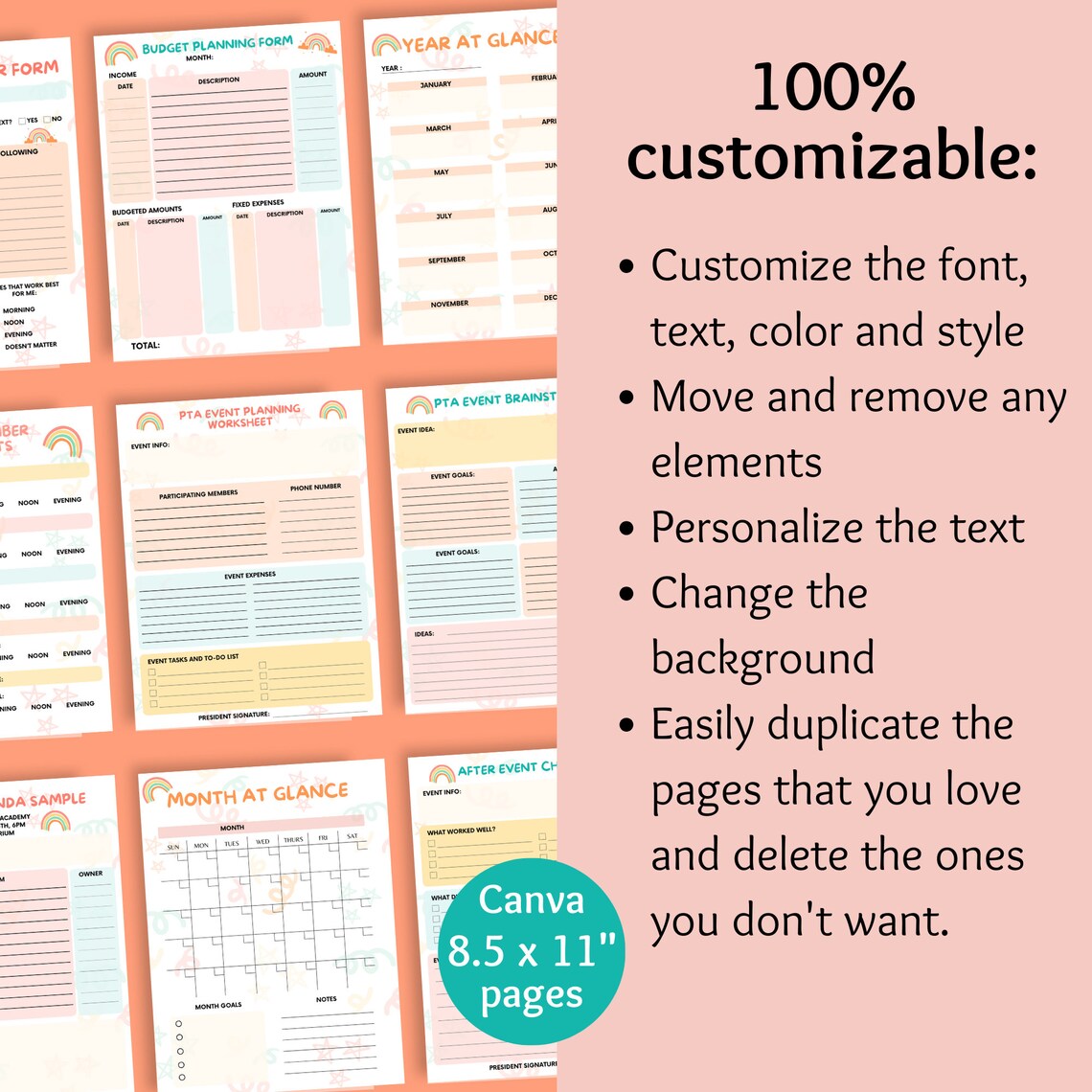 Editable PTA President Planner Binder, PTO Forms Bundle, Hand Out ...