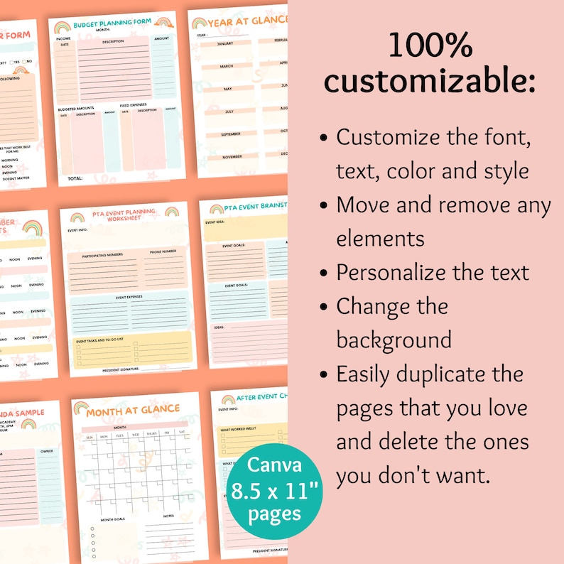 Editable PTA President Planner Binder, PTO Forms Bundle, Hand Out ...