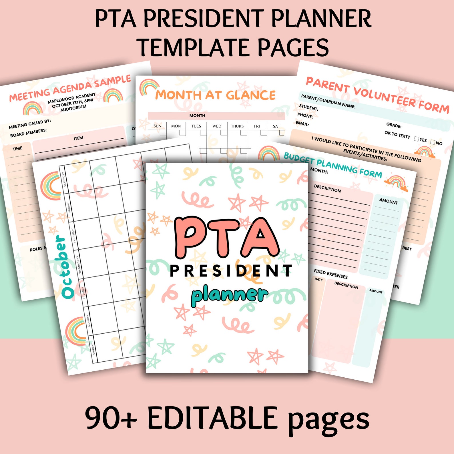 Editable PTA President Planner Binder, Canva Template (digital Download ...