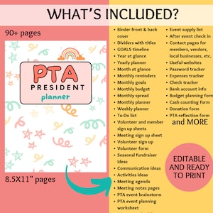 Editable PTA President Planner Binder, PTO Forms Bundle, Hand Out ...