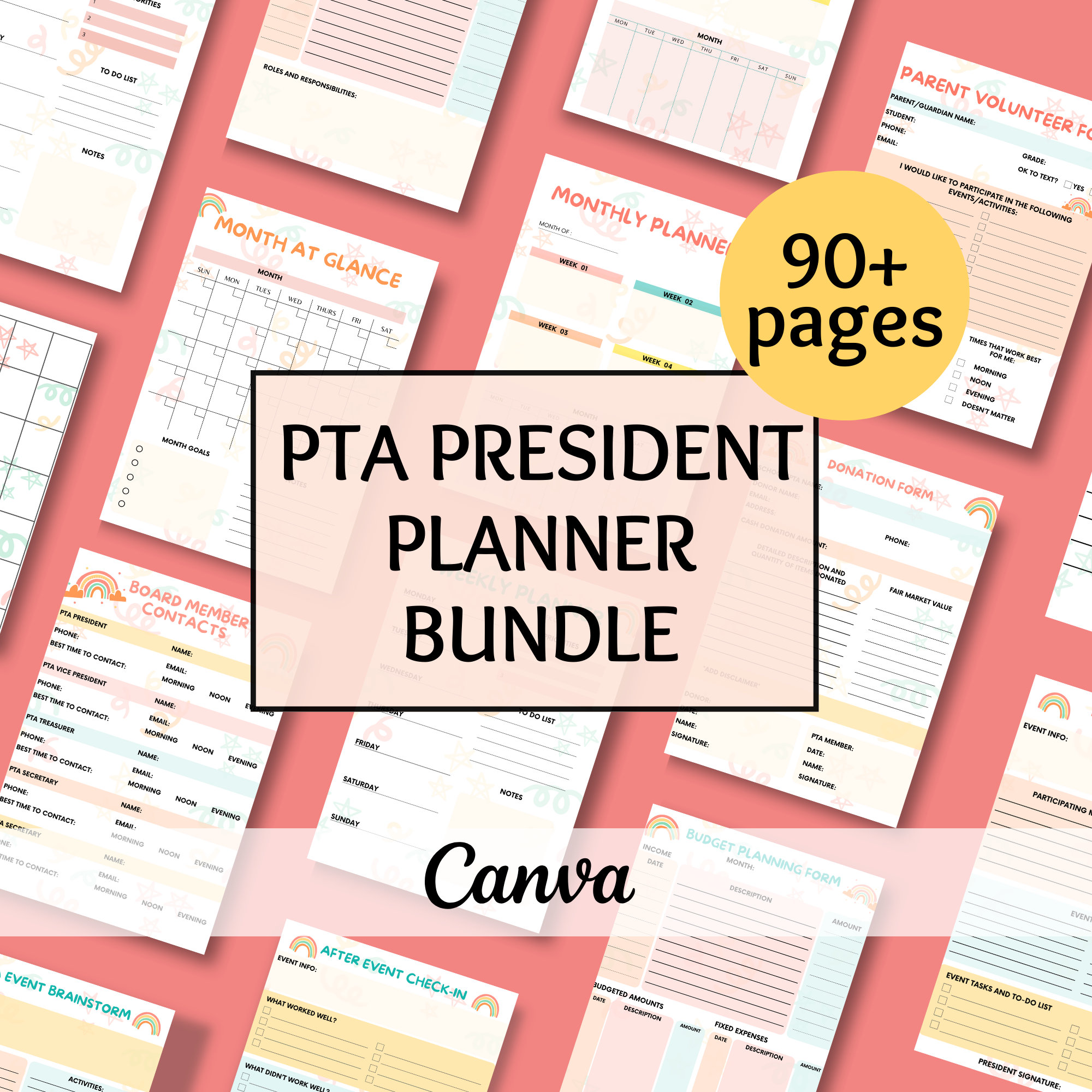 Editable PTA President Planner Binder, Forms, Templates (digital ...