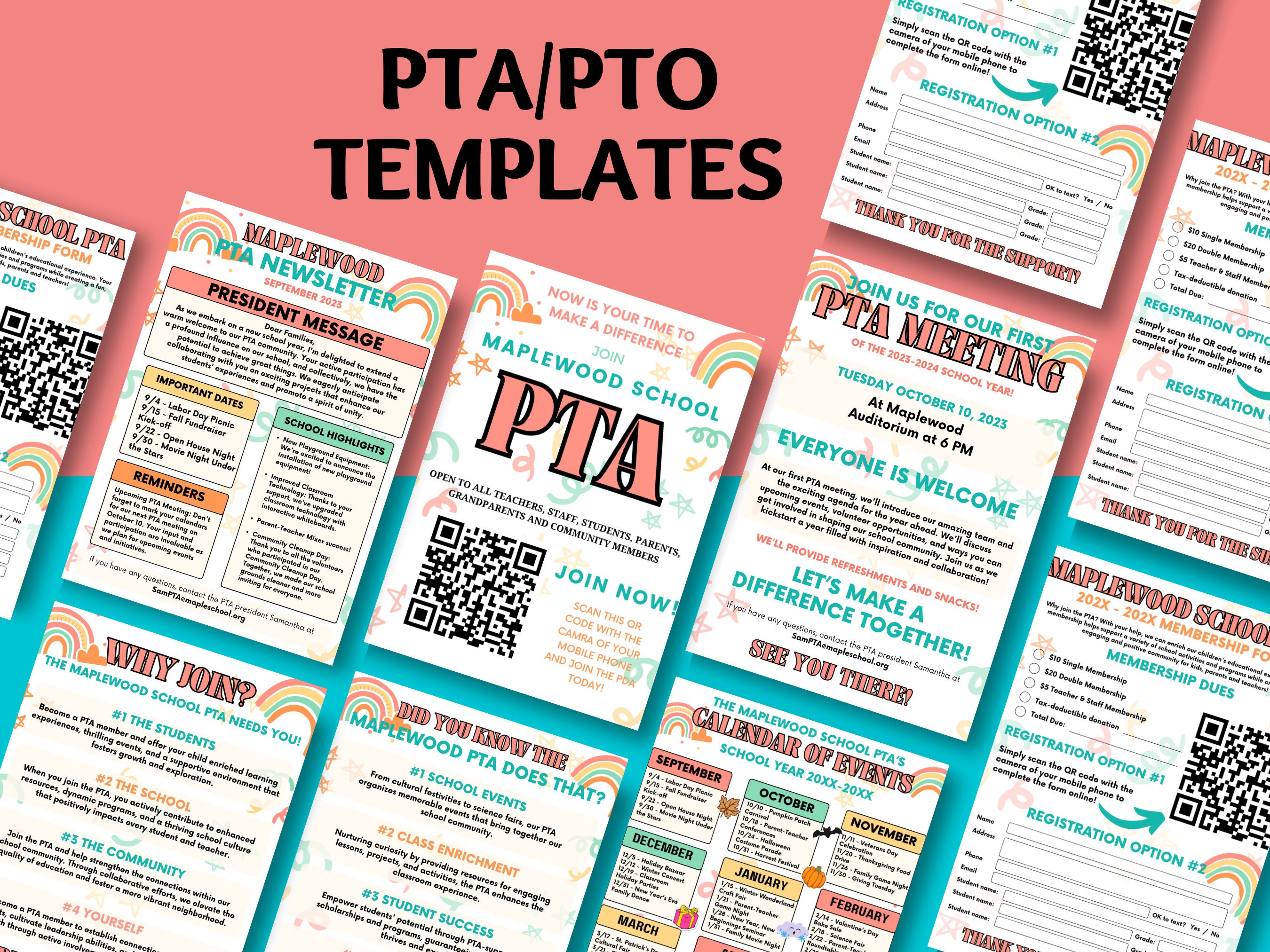 Editable PTA Flyer Bundle PTA Hand Out Templates Pta Calendar - Etsy