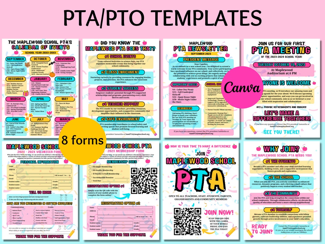 Editable PTA Flyer Bundle PTA Hand Out Templates Pta Calendar - Etsy