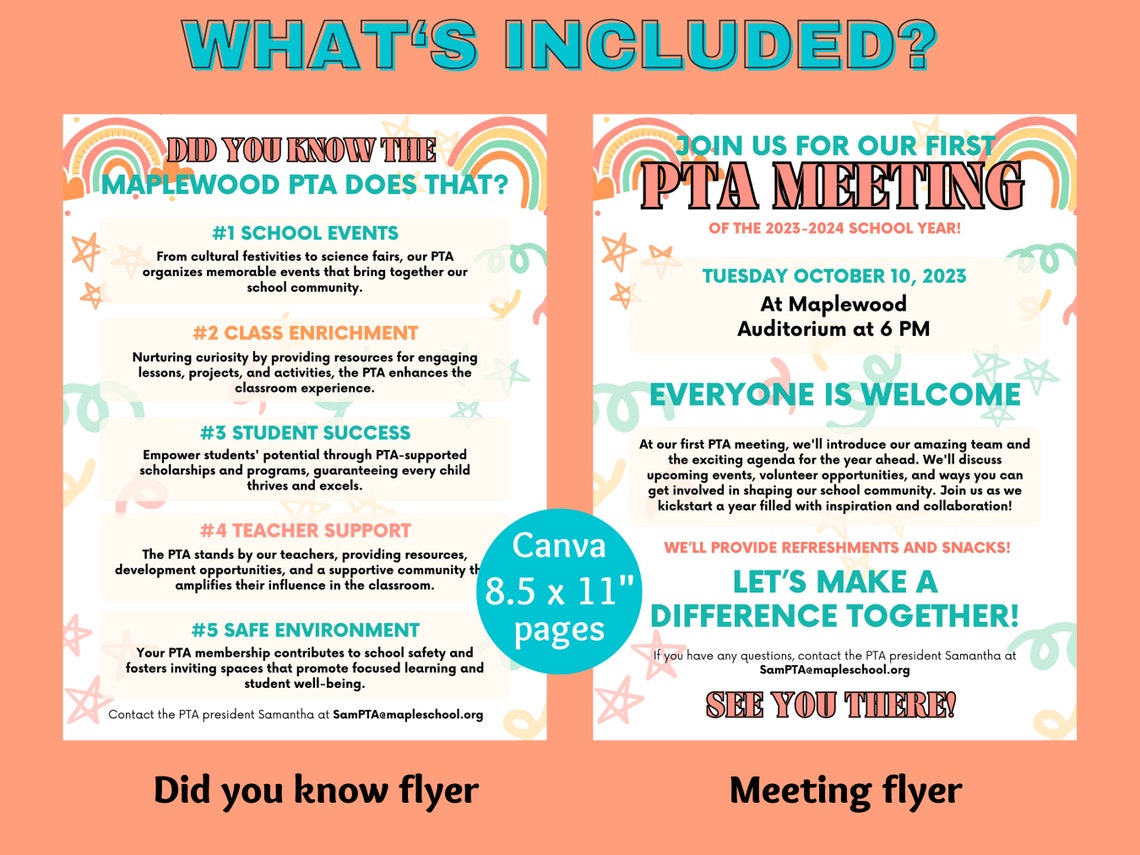 Editable PTA Flyer Bundle PTA Hand Out Templates Pta Calendar Flyer Why ...