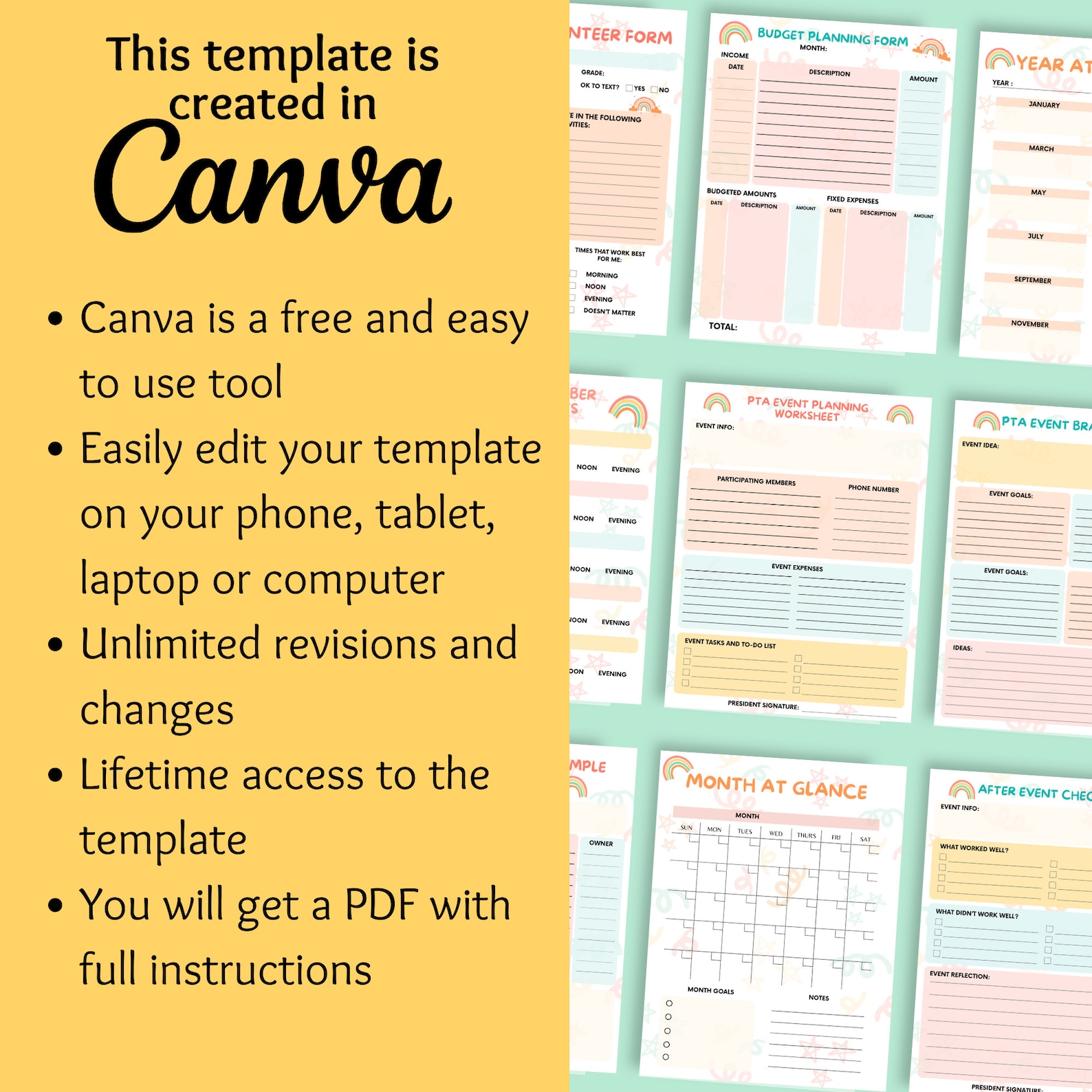 Editable PTA President Planner Binder, PTO Forms Bundle, Hand Out ...