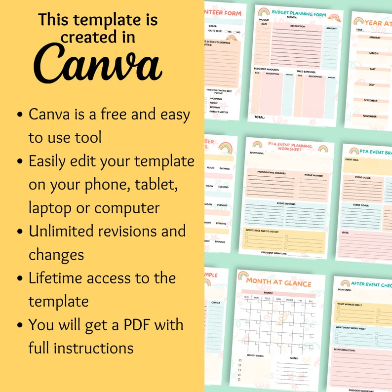 Editable PTA President Planner Binder, PTO Forms Bundle, Hand Out ...