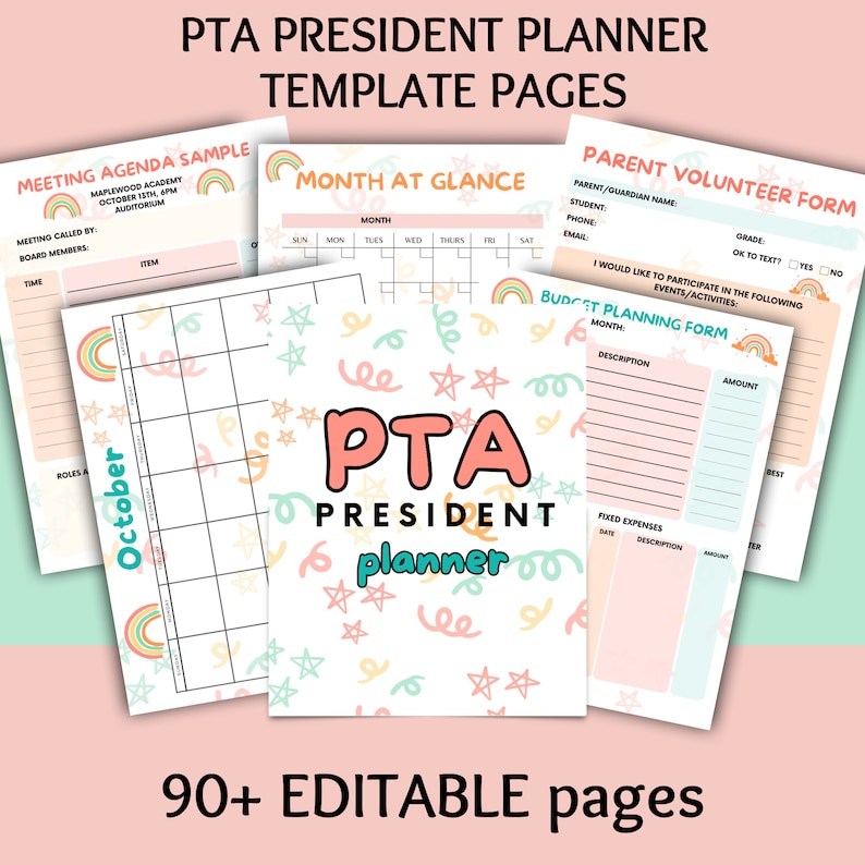 Editable PTA President Planner Binder, PTO Forms Bundle, Hand Out ...