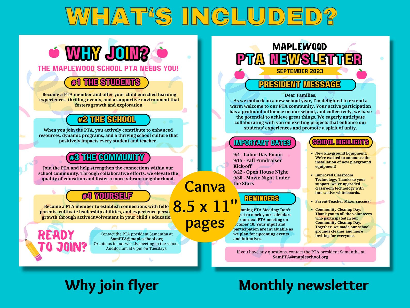 Editable PTA Flyer Bundle PTA Hand Out Templates Pta Calendar - Etsy