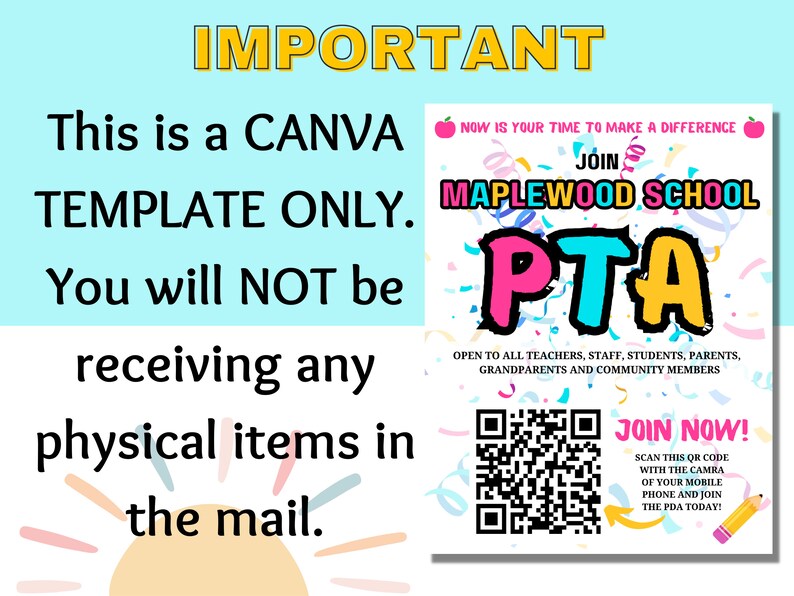 Editable PTA/PTO Membership Volunteer Form, QR Code Flyer (canva ...