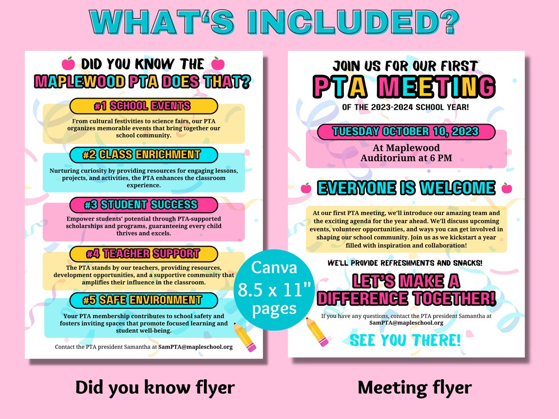 Editable PTA Flyer Bundle | School Event Templates (canva) - Etsy