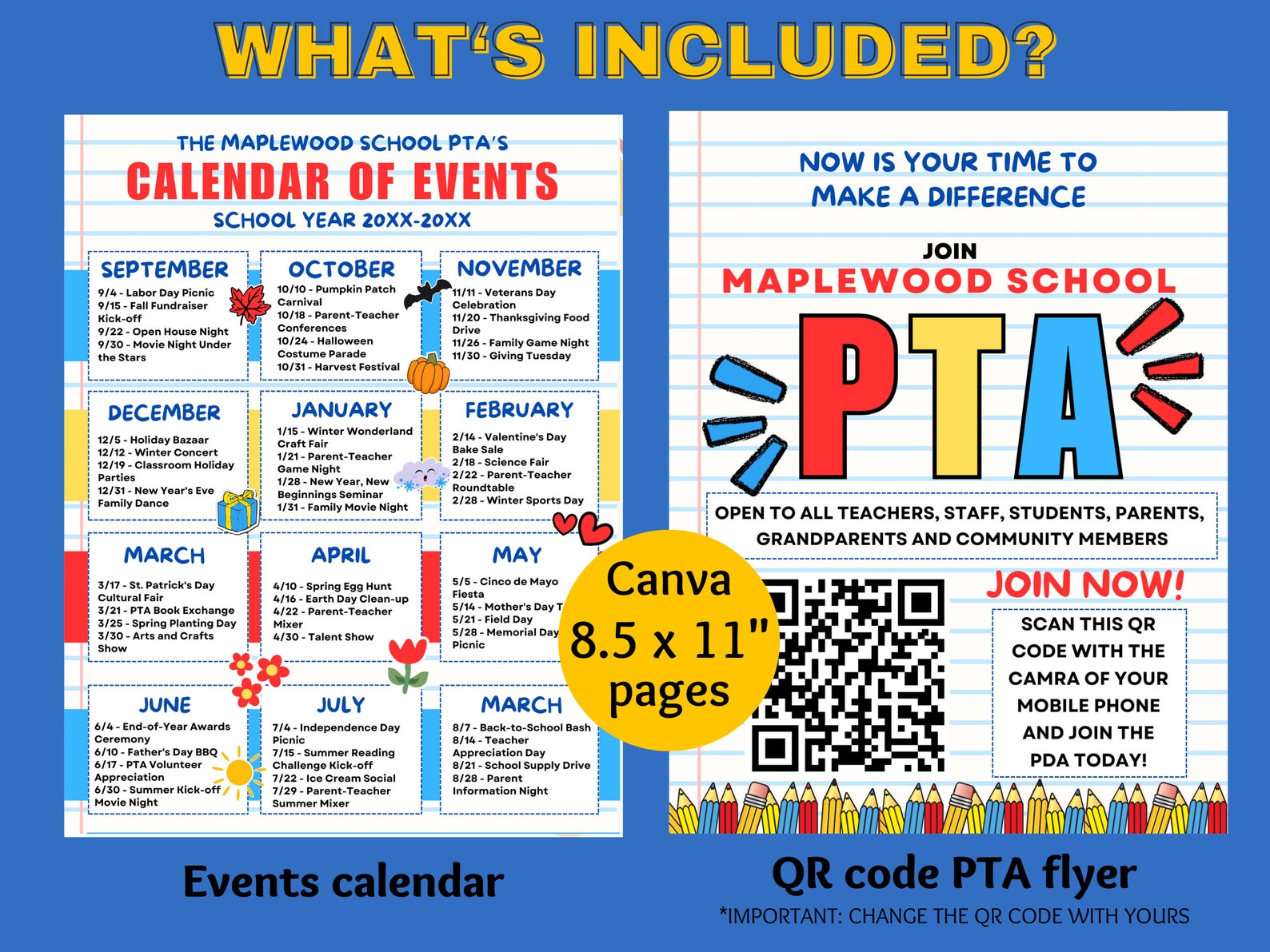 Editable PTA Flyer Bundle PTA Hand Out Templates Pta Calendar Flyer Why ...