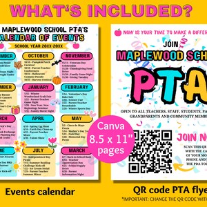 Editable PTA Flyer Bundle PTA Hand Out Templates Pta Calendar - Etsy