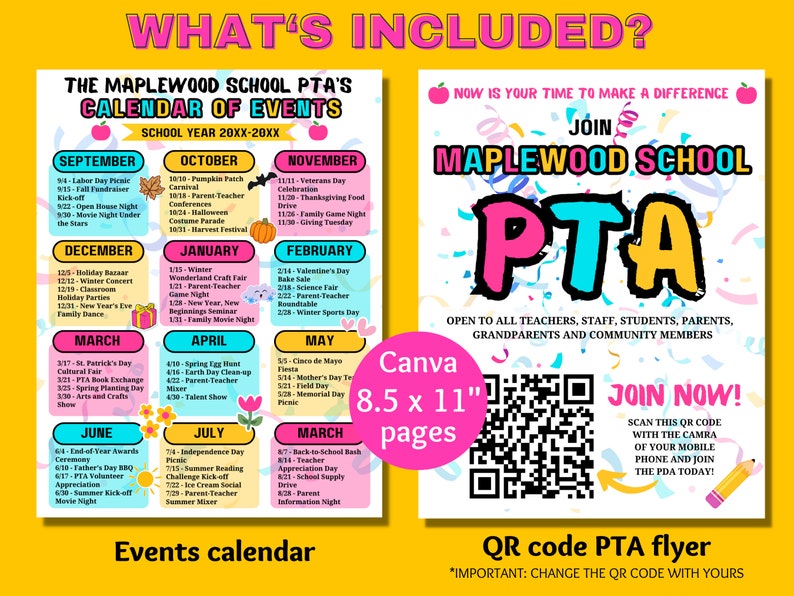 Editable PTA Flyer Bundle PTA Hand Out Templates Pta Calendar - Etsy