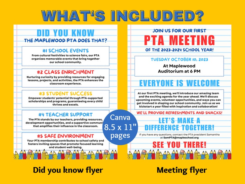 Editable PTA Flyer Bundle PTA Hand Out Templates Pta Calendar Flyer Why ...