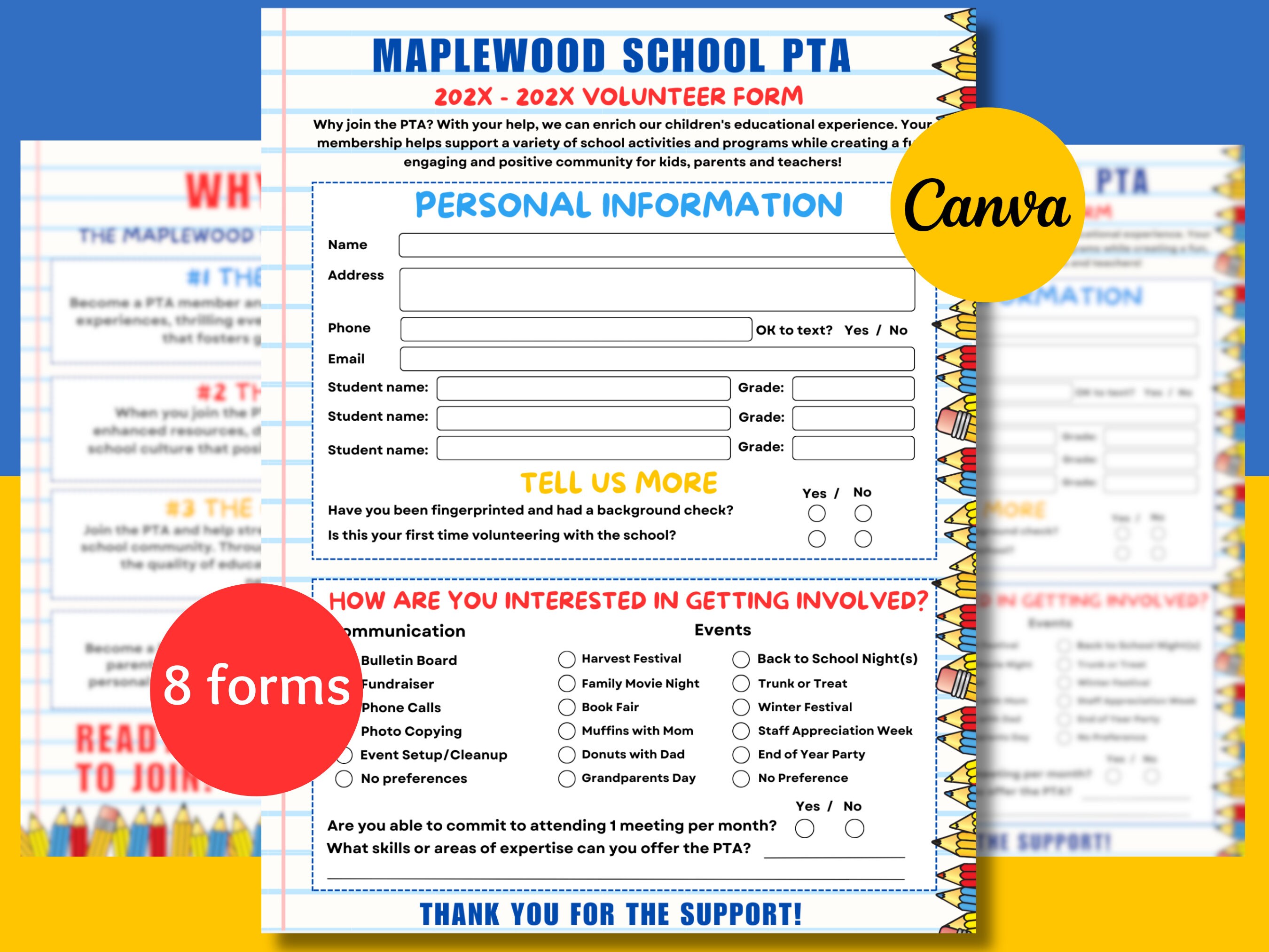 Editable PTA Flyer Bundle PTA Hand Out Templates Pta Calendar Flyer Why ...