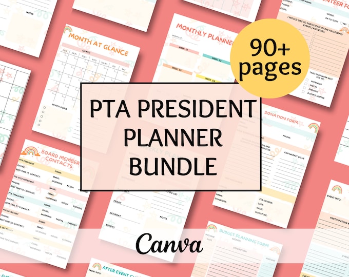 Editable PTO Planner PTA Leader Binder Template PTO Treasurer Forms ...