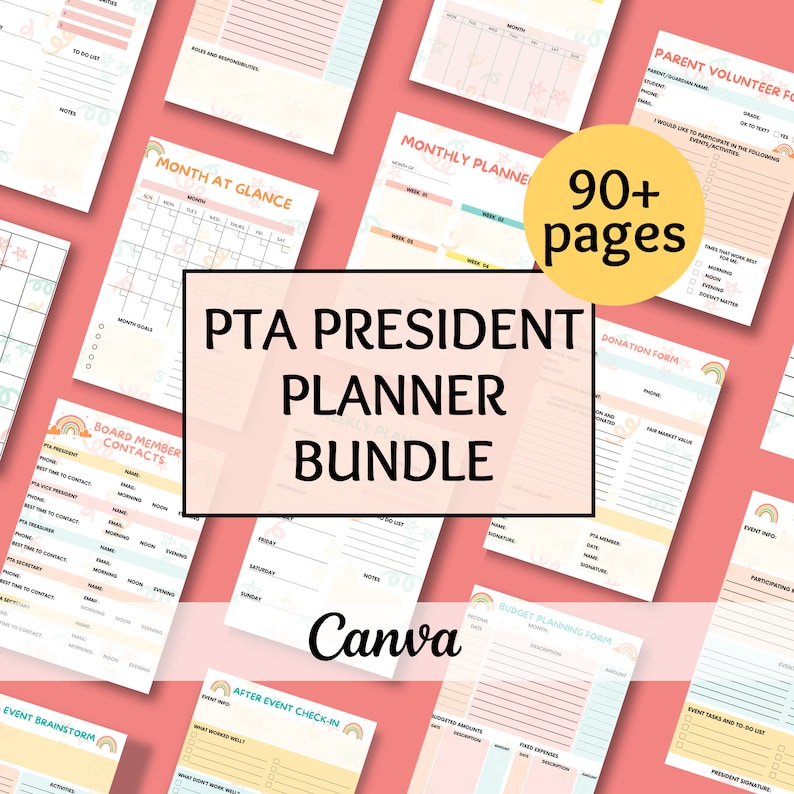Editable PTA President Planner Binder, PTO Forms Bundle, Hand Out ...