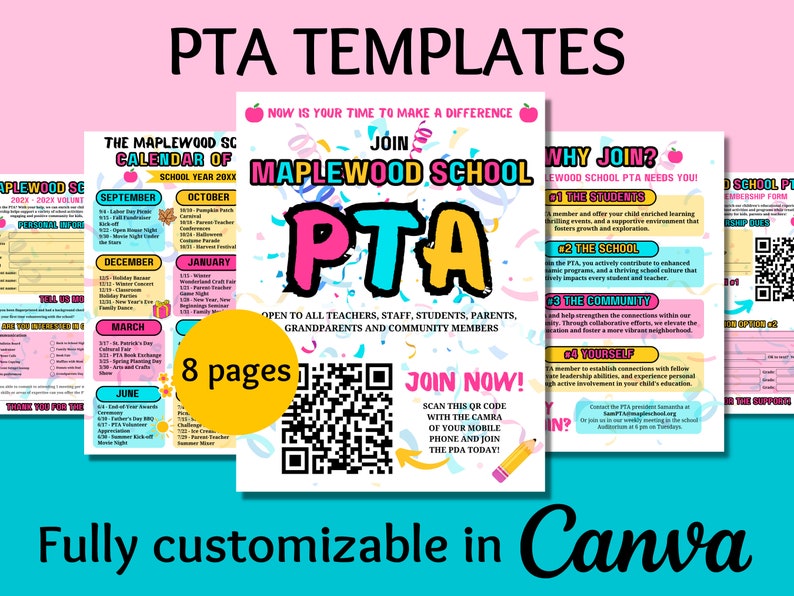 Editable PTA Flyer Bundle PTA Hand Out Templates Pta Calendar - Etsy