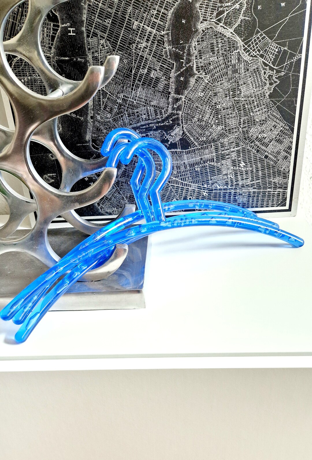 Vintage Clothes Hangers - 90s Blue Hangers Acrylic - Vintage 1980s ...