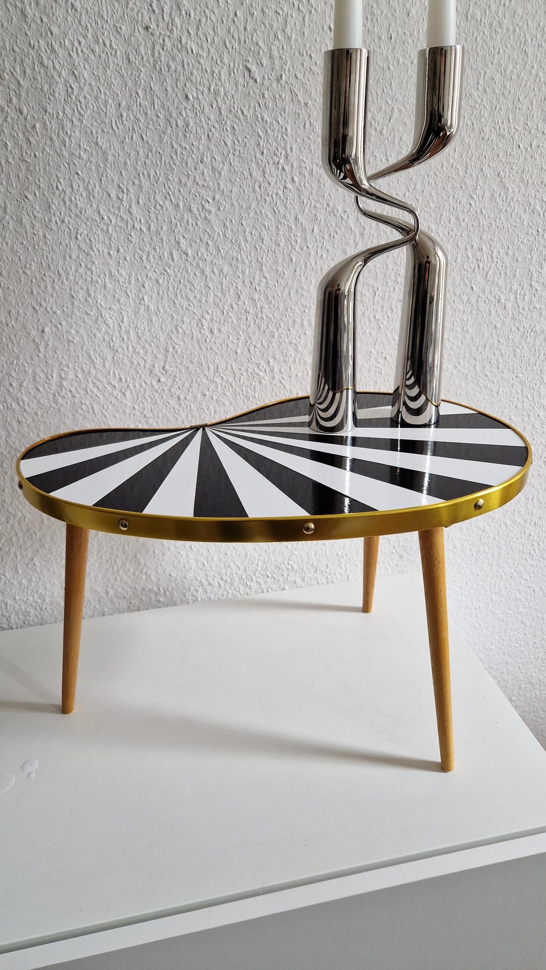 Vintage Kidney-shaped Side Table – Plant Stand – 1960s Retro – Black ...
