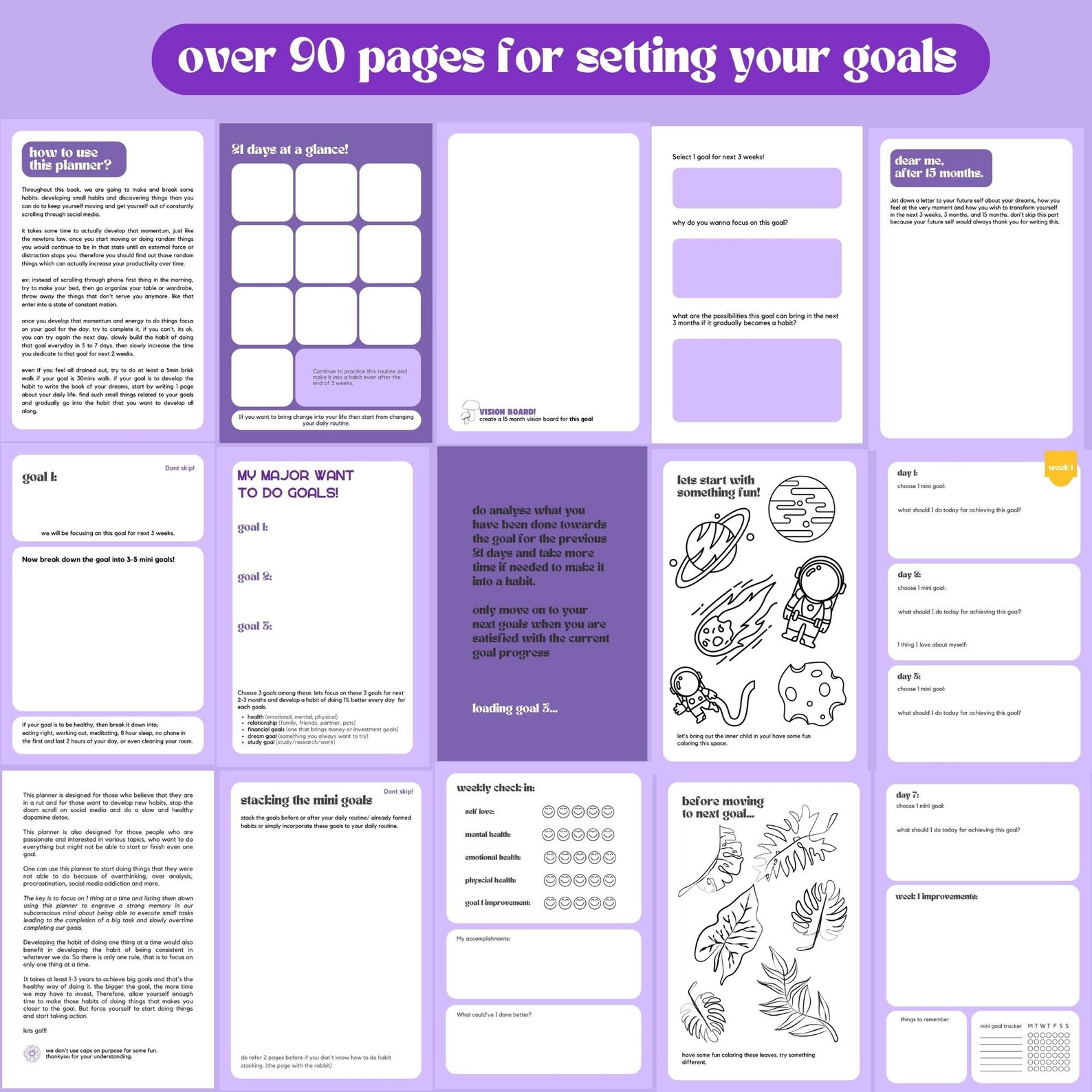 Printable Goal Setting Planner for the Multi Passionate. Undated ...